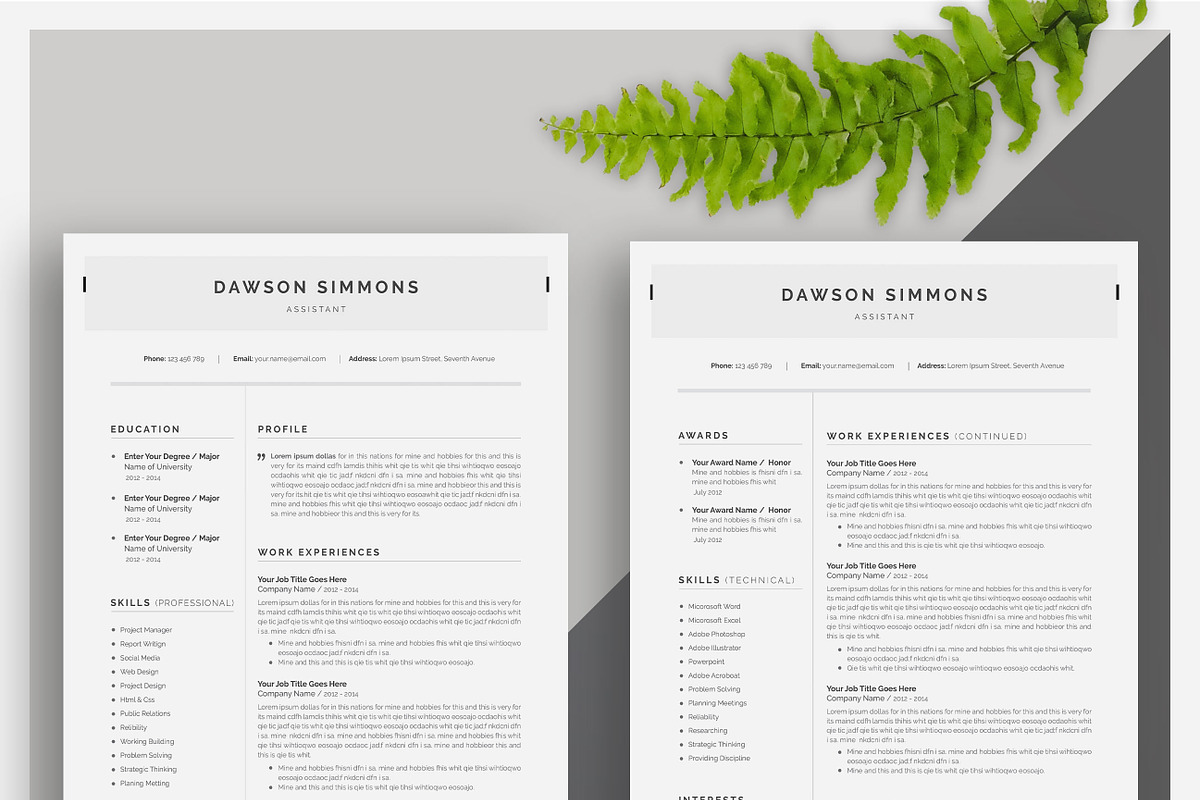 Resume Template 3 Page | CV Template, a Resume Template by UX-group ...