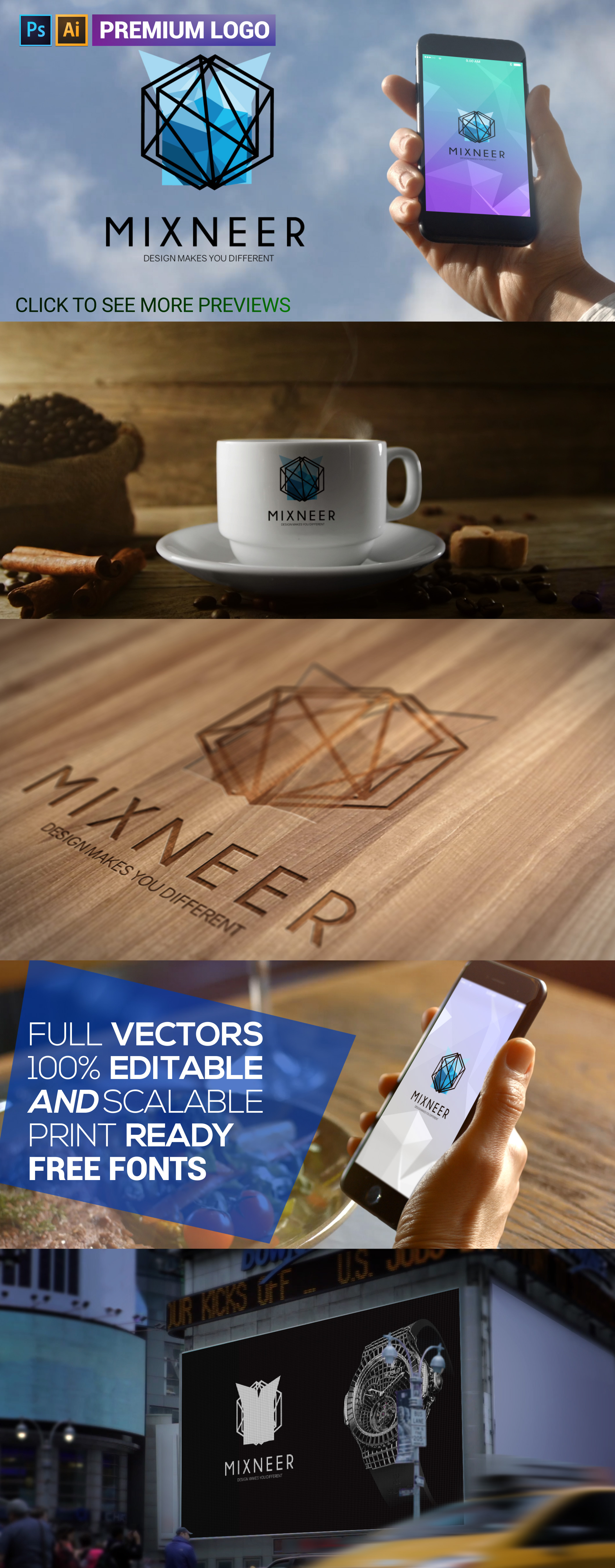 Futuristic Geometric Shapes Logo, a Branding & Logo Template by ...