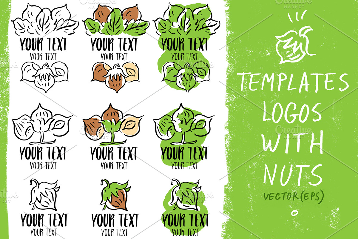 Templates Hand-Drawn logos with nuts, a Branding & Logo Template by ...