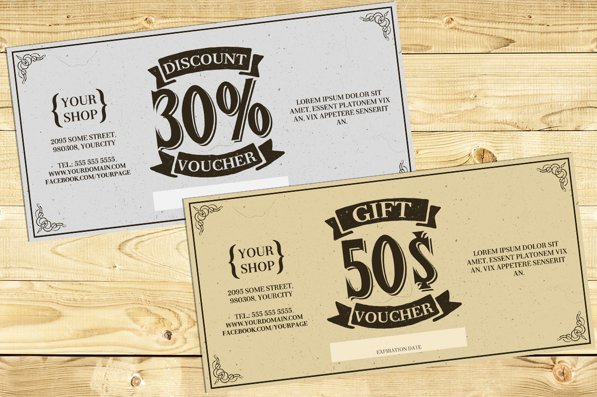 Vintage Gift Card Voucher Template, a Card Template by Hotpin