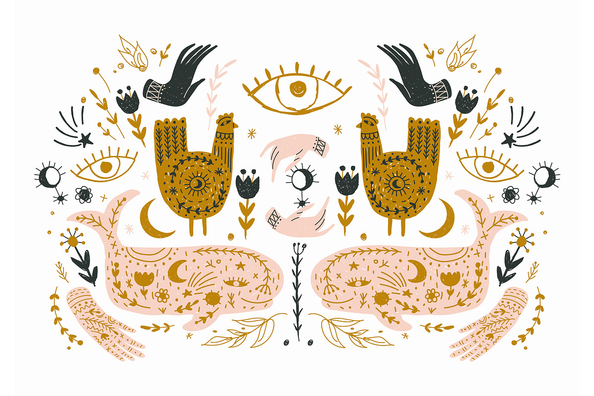 Scandinavian Nordic Folk Art, an Animal Illustration by Chikovnaya