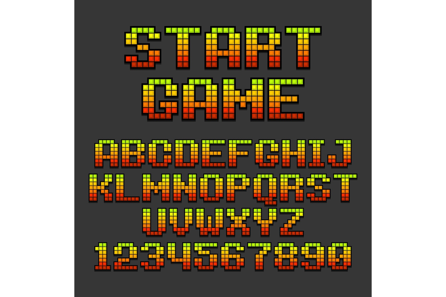 Pixel Retro Style Video Game Font, an Education Illustration by in8finity