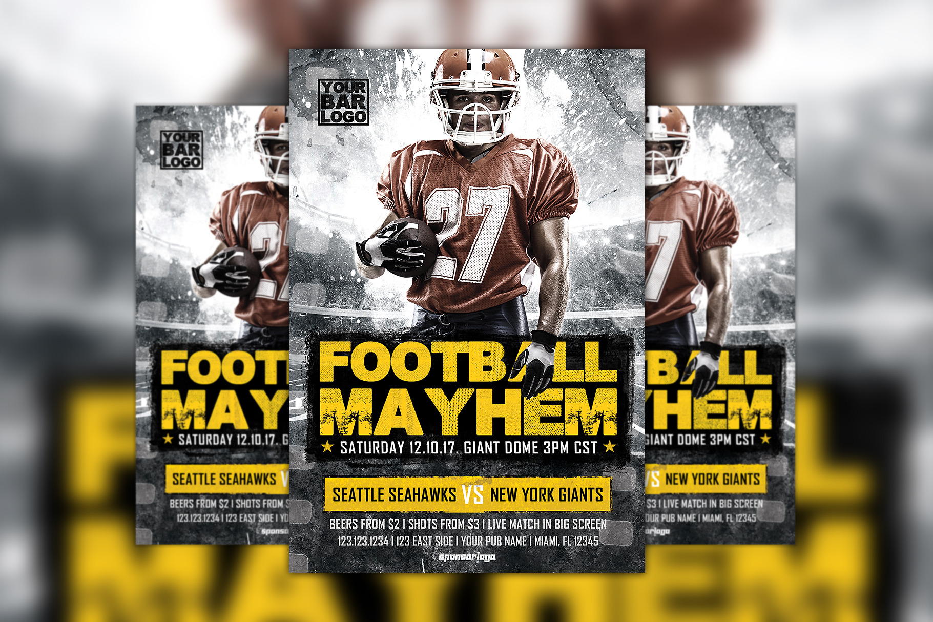 Football Mayhem Vol 2 Flyer Template, a Flyer Template by Flyermind