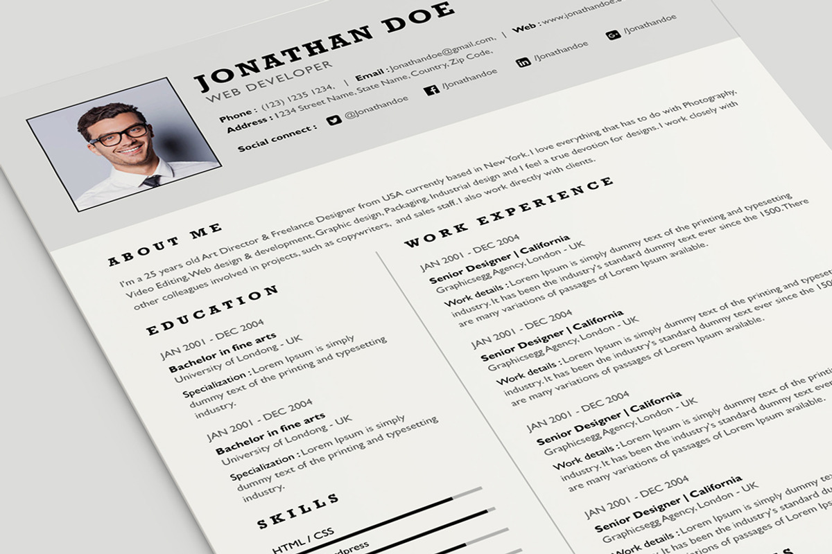 Professional Resume Set, a Resume Template by GraphicsEgg