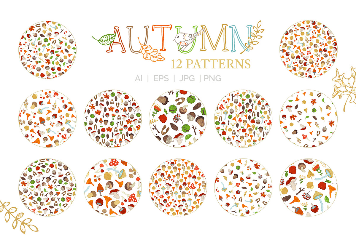 Autumn Woodland Seamless Patterns, a Pattern Graphic by MaljukArt ...