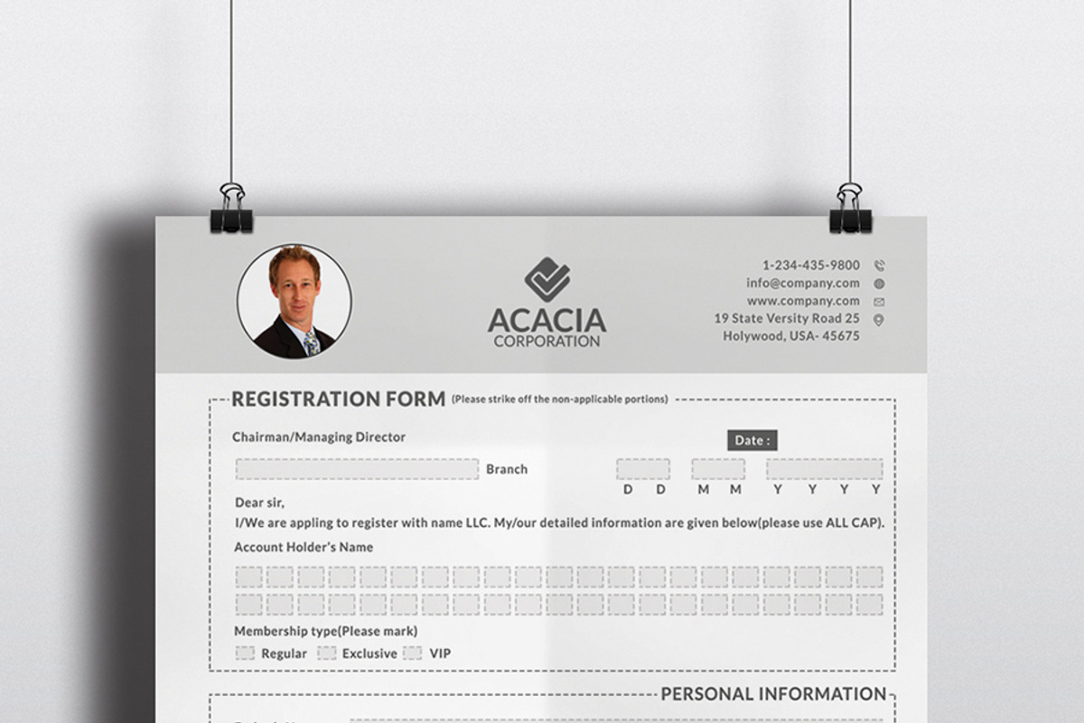 Registration form, a Stationery Template by DesignGhar