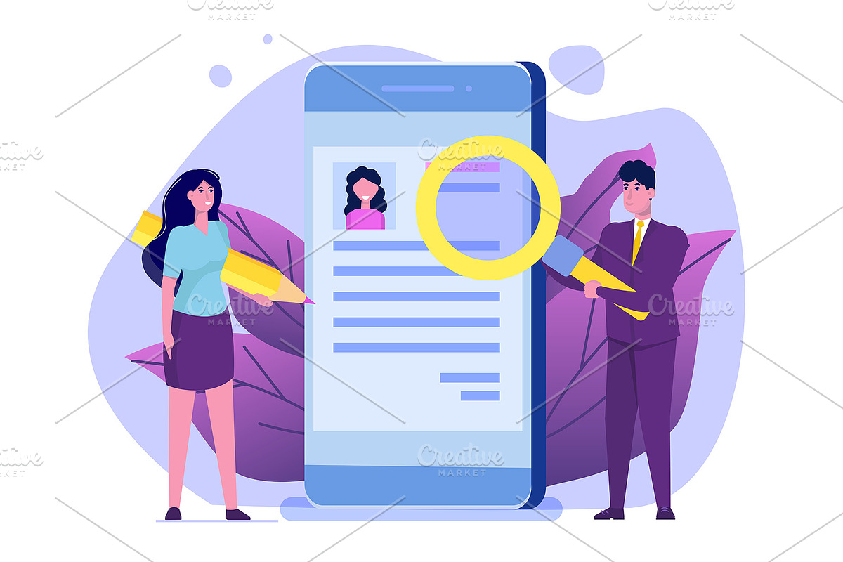 Hiring, select resume process, a Work Illustration by Andrii Symonenko ...