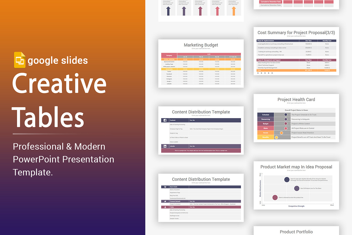 Creative Tables Google slides, a Presentation Template by OceanArt