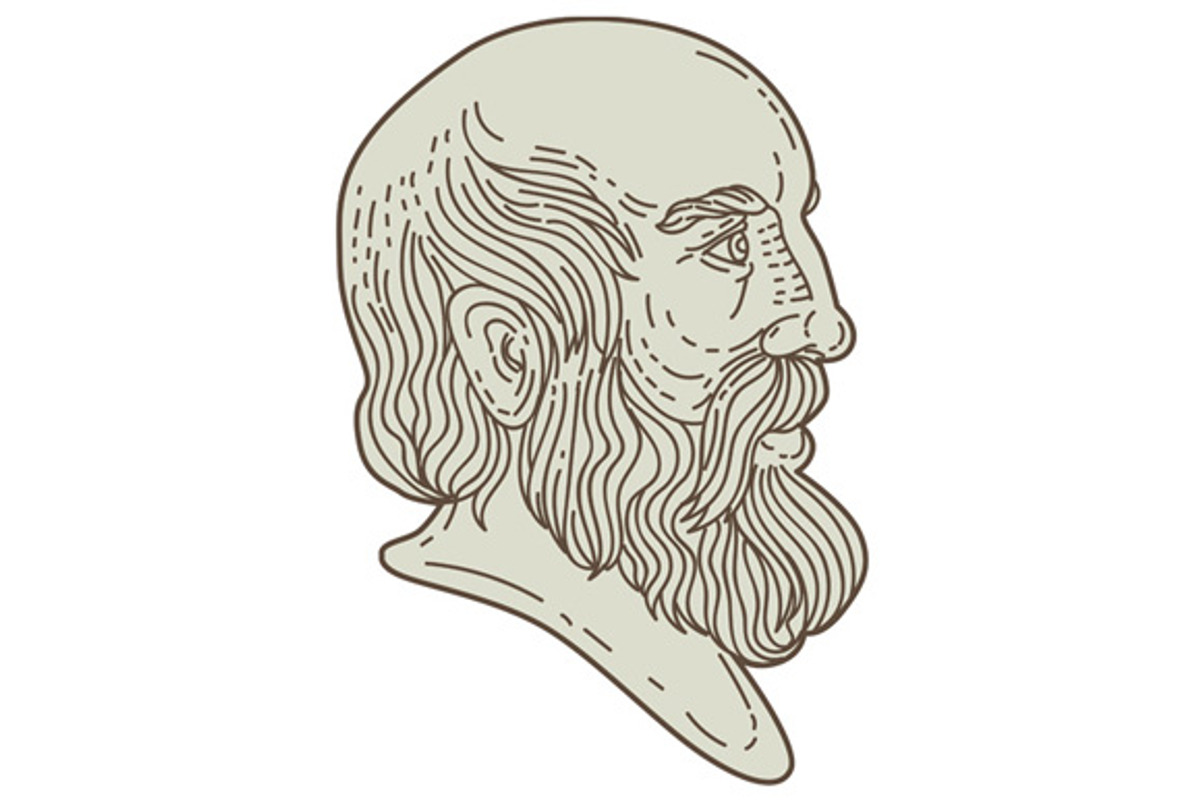 Plato Greek Philosopher Head, an Illustration by patrimonio
