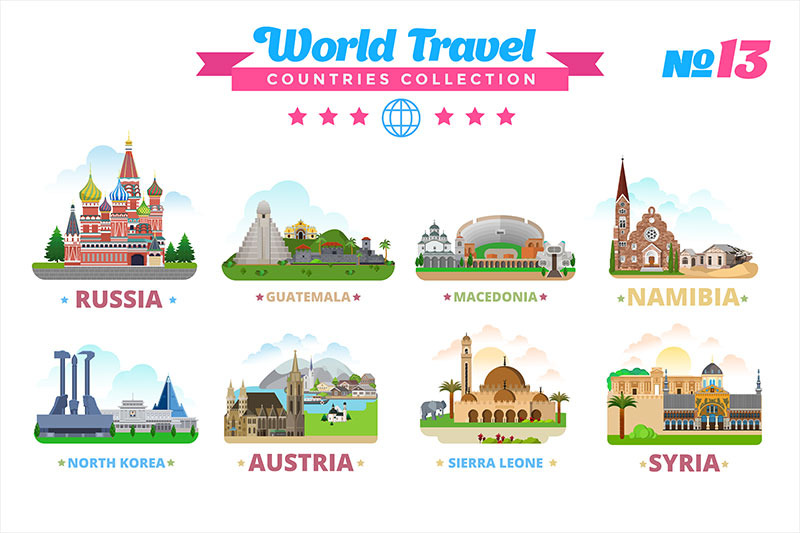World Travel Countries Collection 13, an Illustration by Sentavio