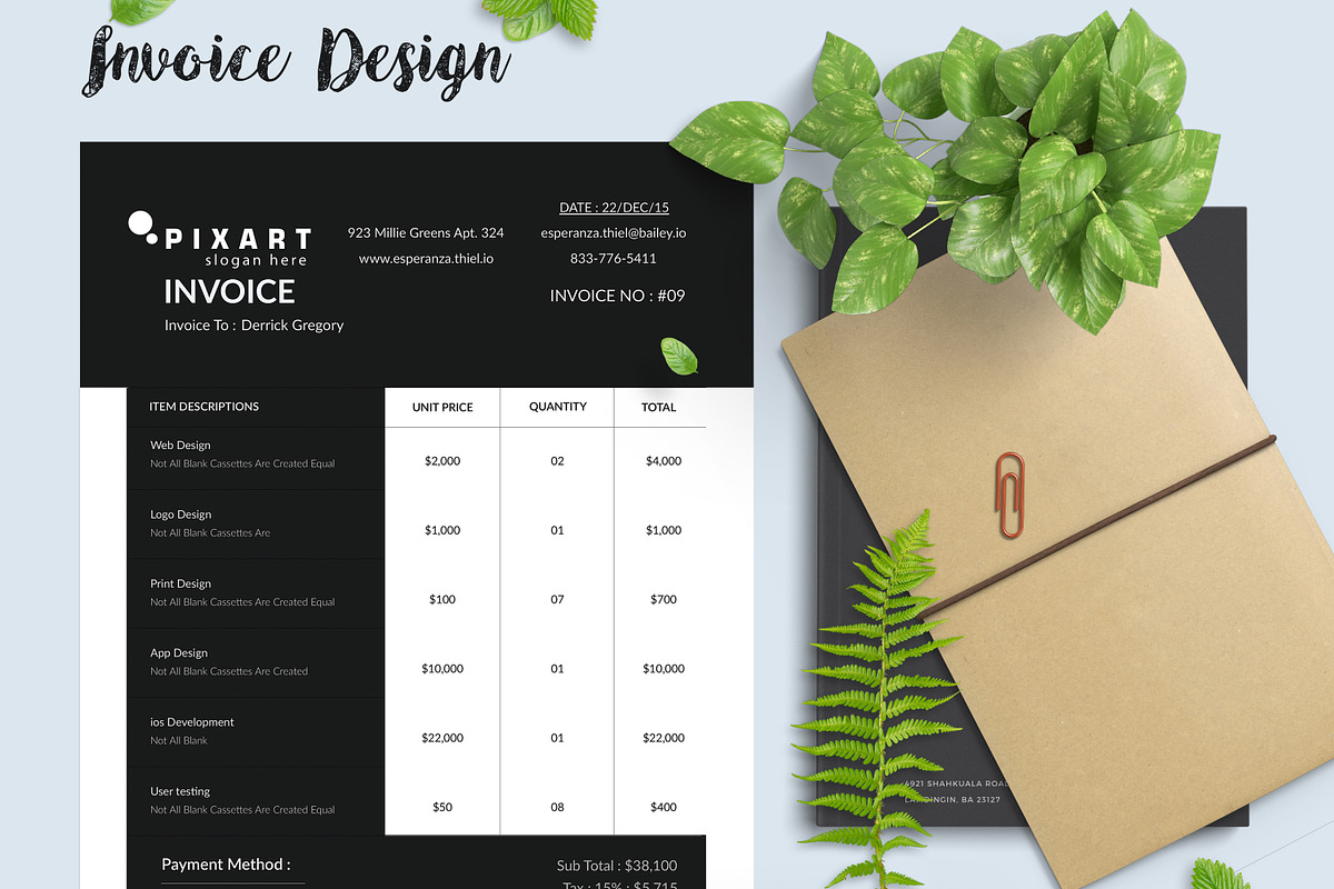 INVOICE DESIGN, a Stationery Template by Graphicalark