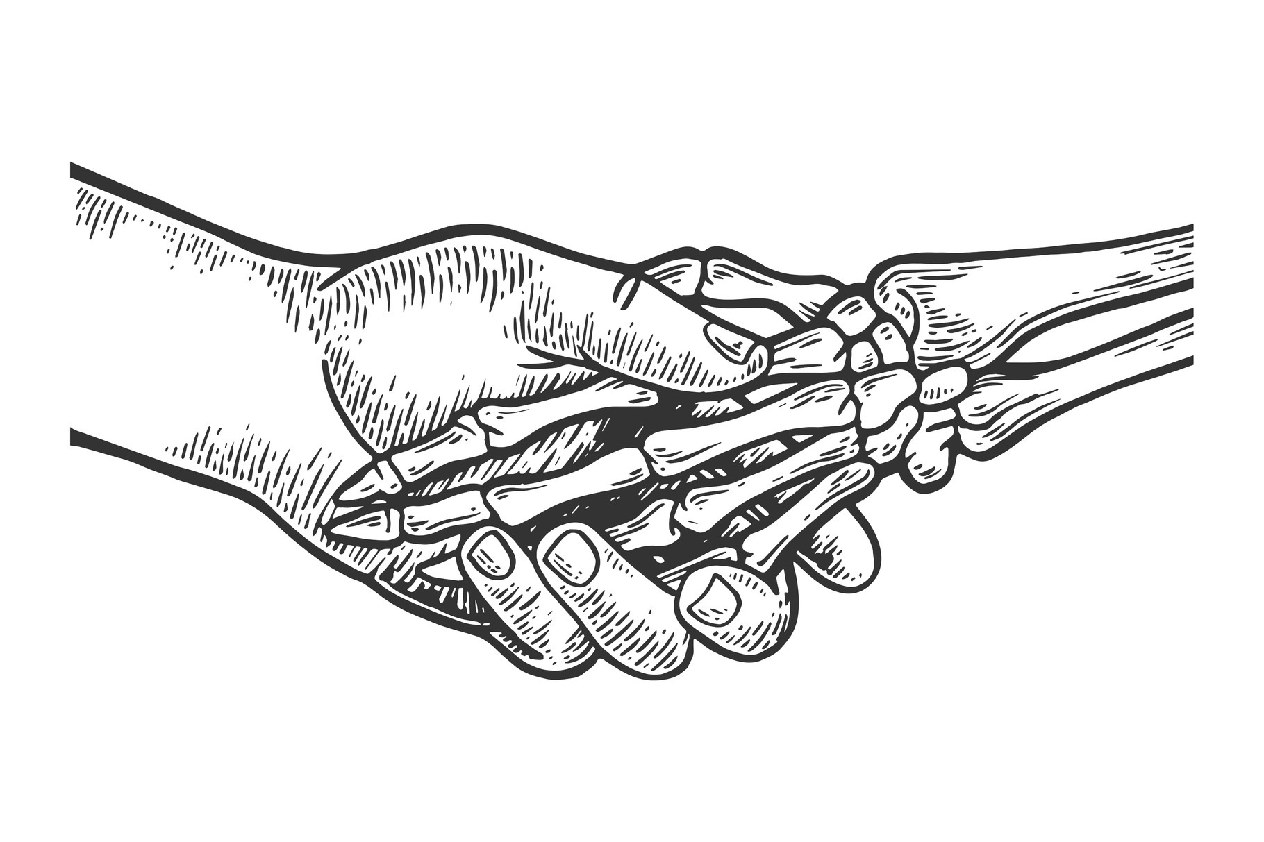 Death skeleton handshake engraving | Object Illustrations ~ Creative Market