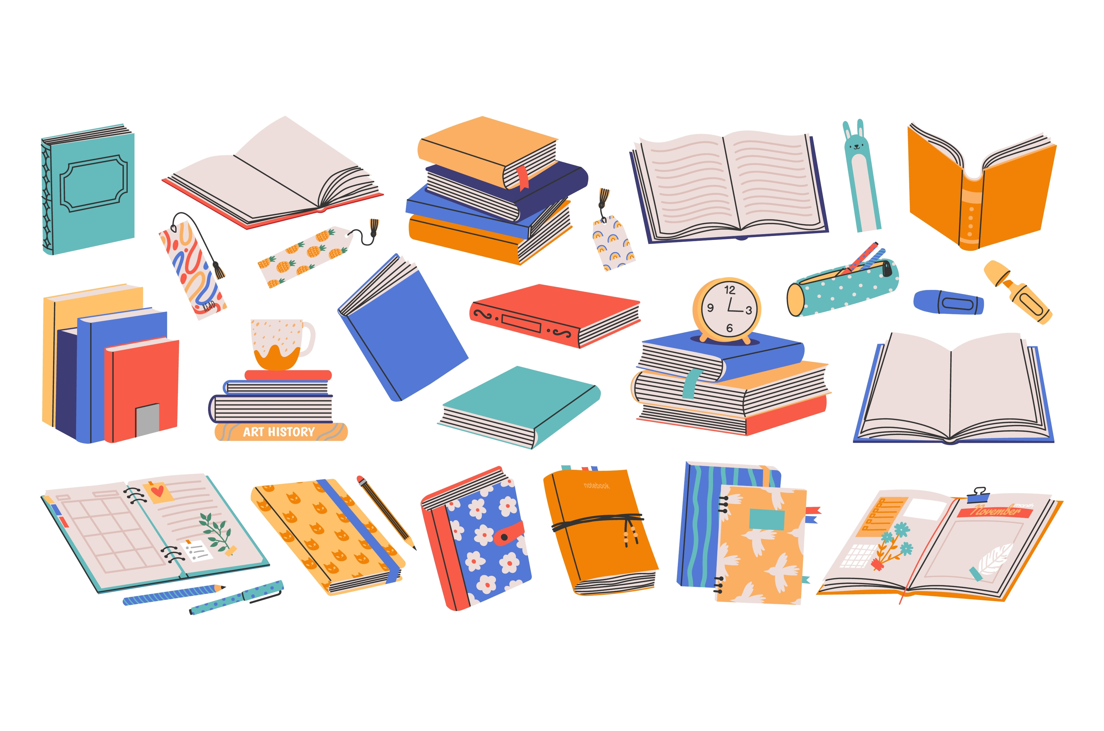 Books collection. Stack of open, a Background Graphic by winwin.art ...