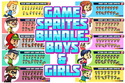 10 Game Sprites Bundle Boys & Girls, an Illustration by mikailain ...