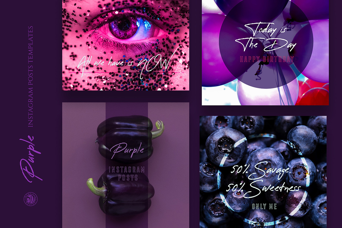 Purple Instagram Posts, a Social Media Template by Webvilla Studio