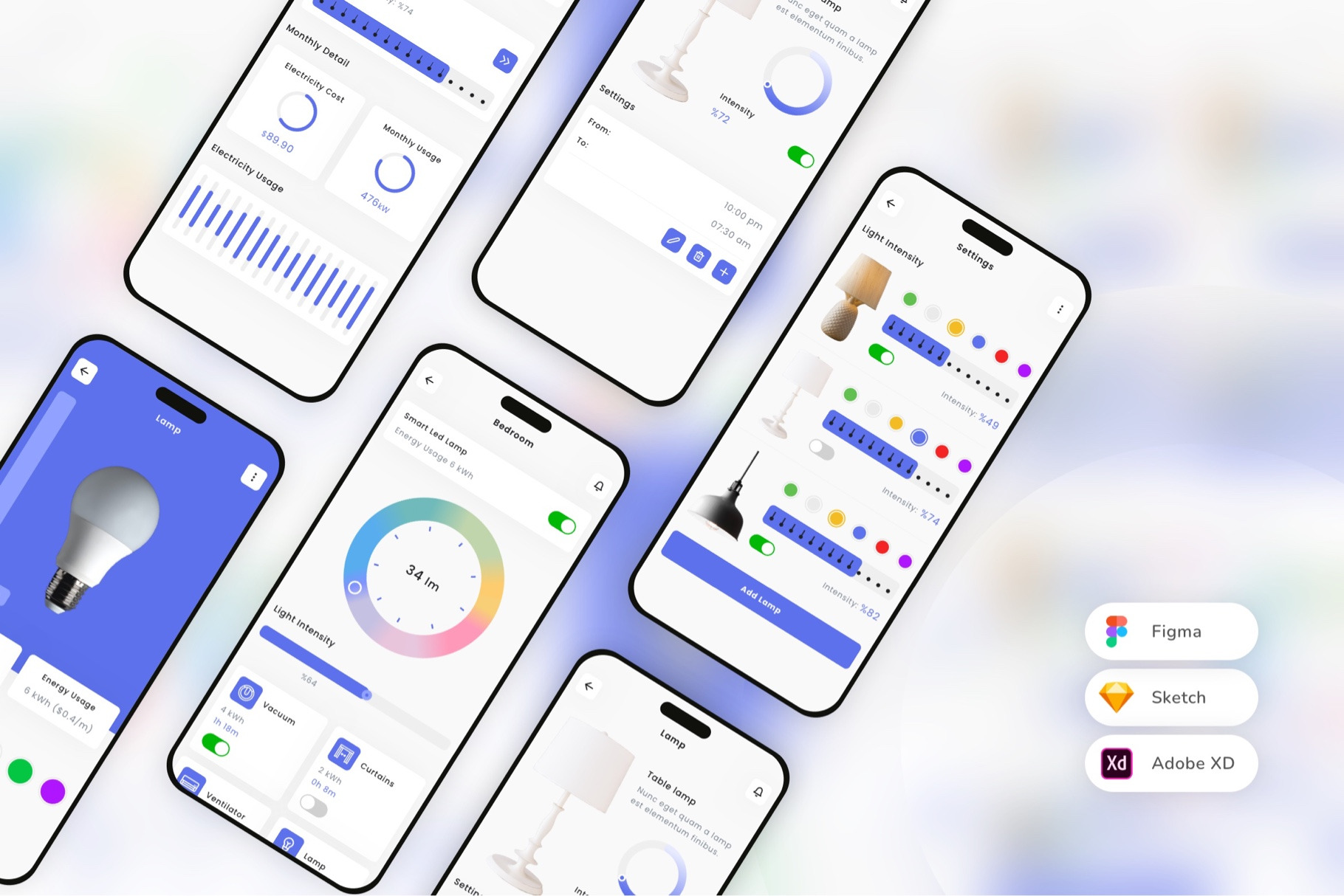 Smart RGB Led & Lamp App UI Kit, an UI Kit Template by uicube