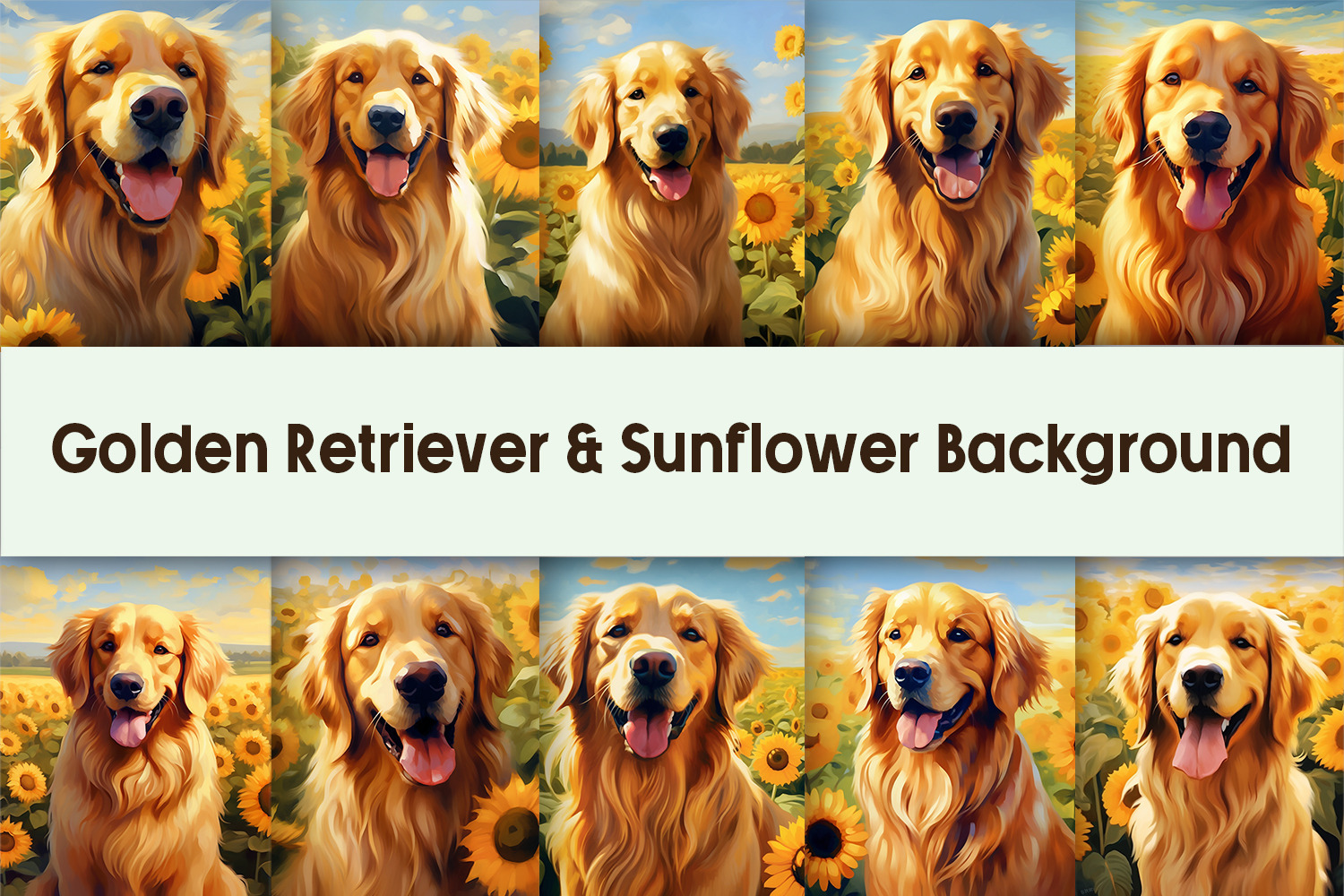 Golden Retriever & Sunflower, a Background Graphic by AdriOP | Creative ...