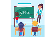 Lesson in Classroom Colorful Vector Illustration, an Object Graphic by ...