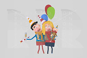 3d illustration. Family party., a Decorative Illustration by rasinmotion