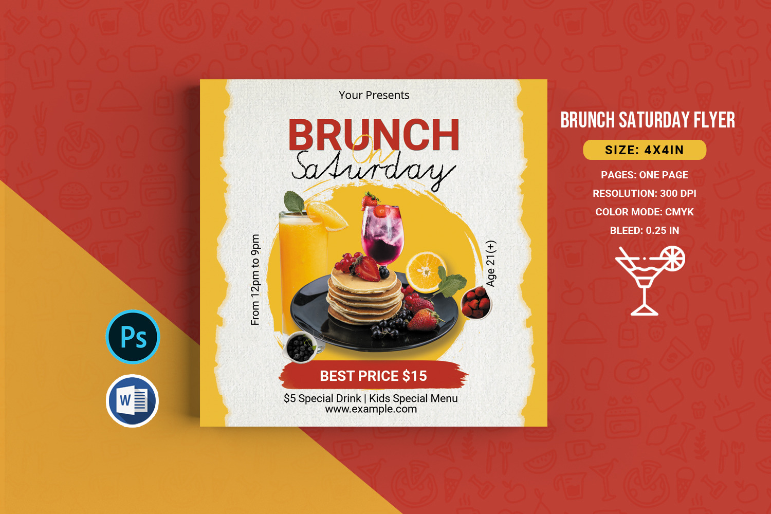 Brunch Saturday Flyer V01, a Flyer Template by retrographix