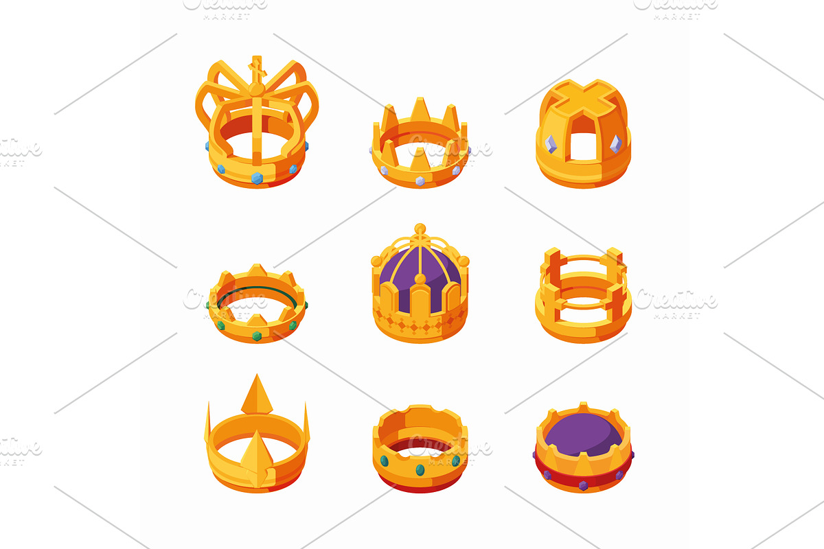 Golden crown. Isometric kings royal, a Background Graphic by Onyx ...