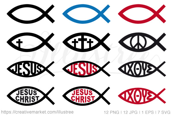 Jesus Christ symbols, vector set, an Icon by Illustree