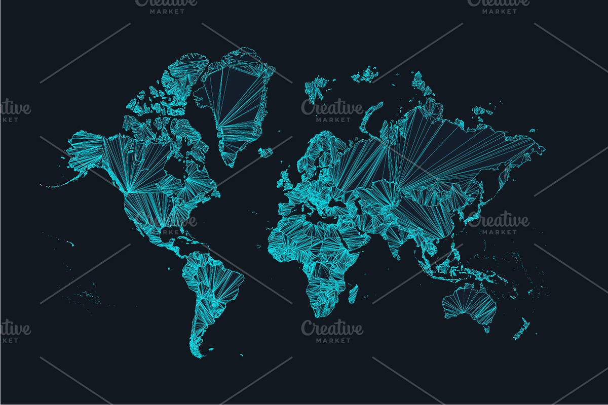 World map wireframe +, a Technology Illustration by MaximGertsen
