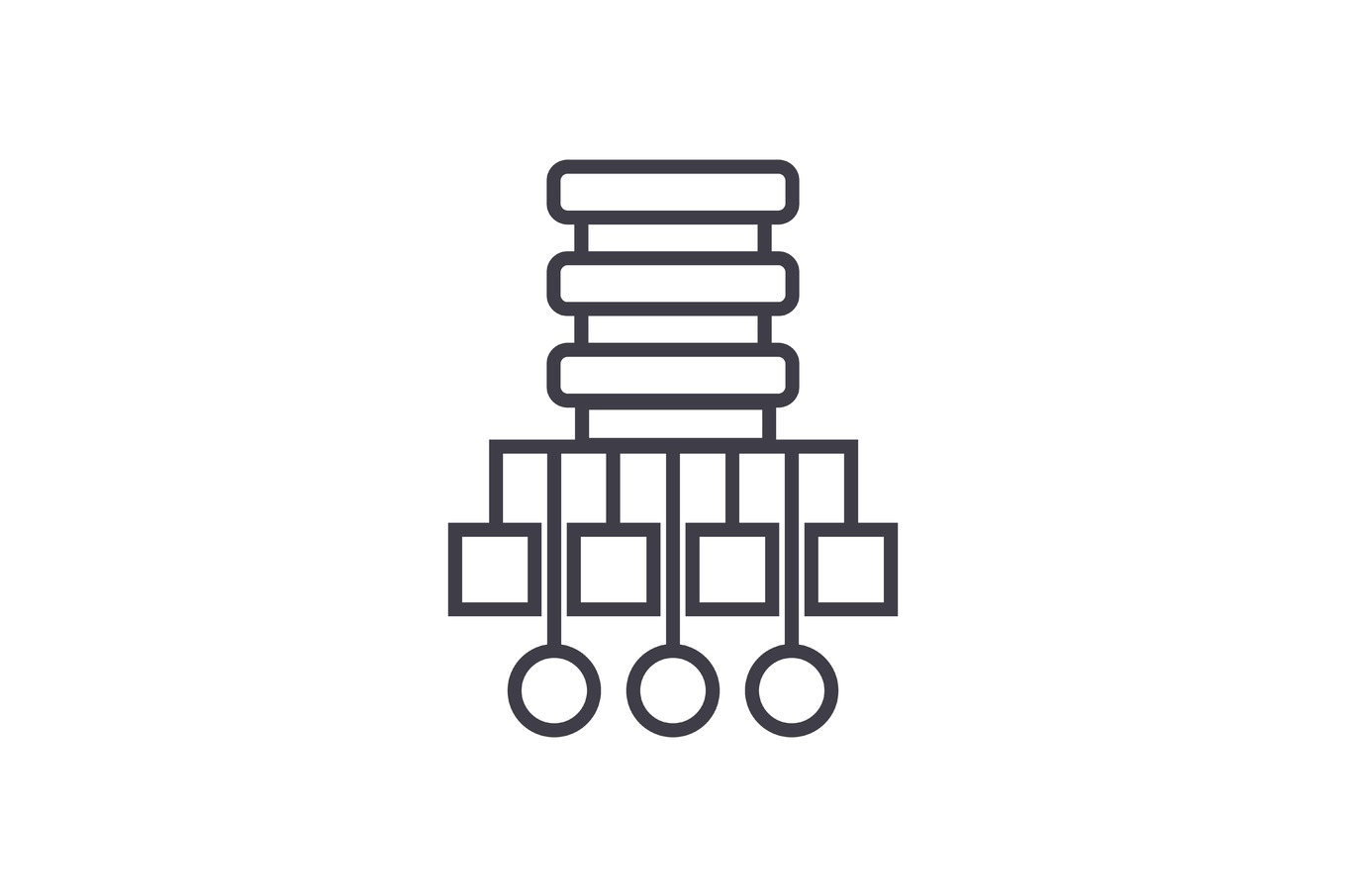 database network illustration vector line icon, sign, illustration on ...