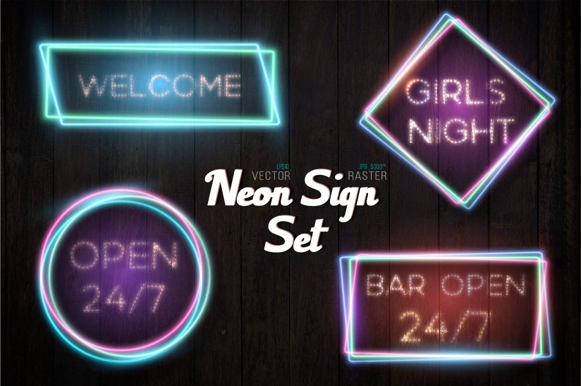Vintage Vector Neon Frame Set, a Templates & Theme by RaZZeRs