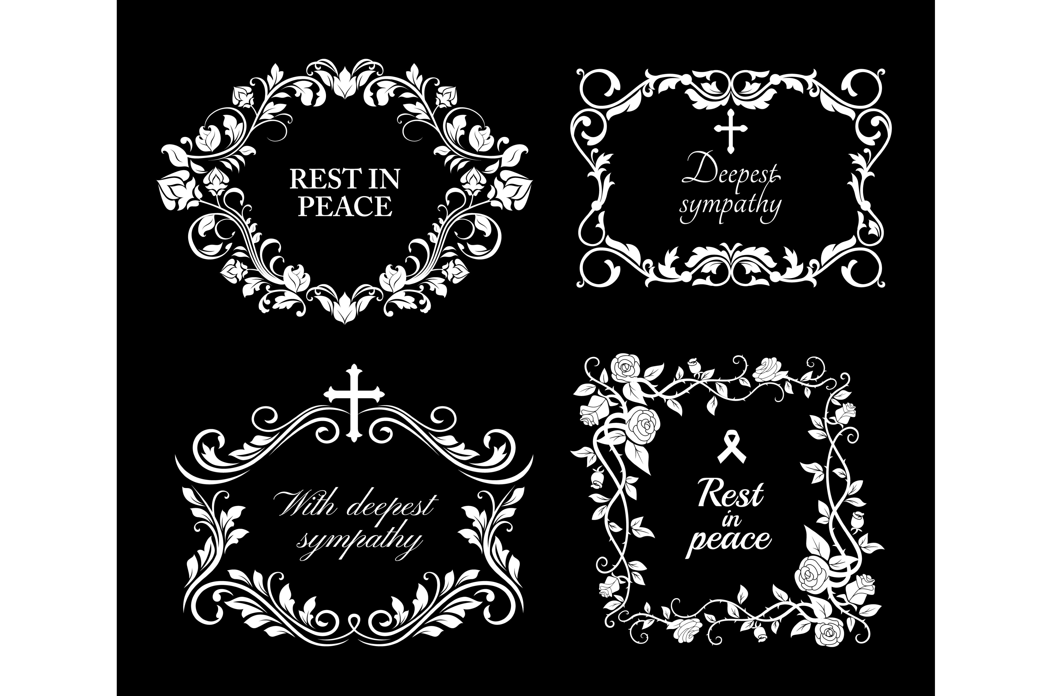 Funeral vector frames, borders | Illustrations ~ Creative Market