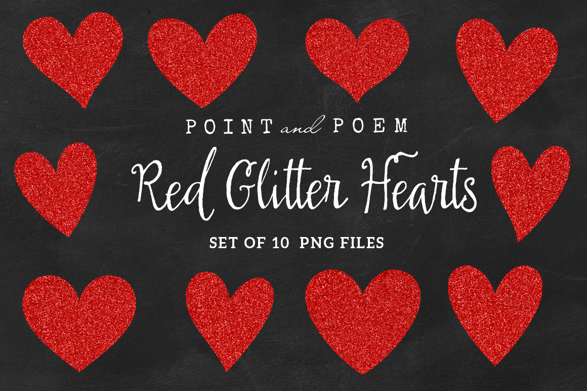 Hand Drawn Red Glitter Hearts, an Illustration by Point and Poem ...