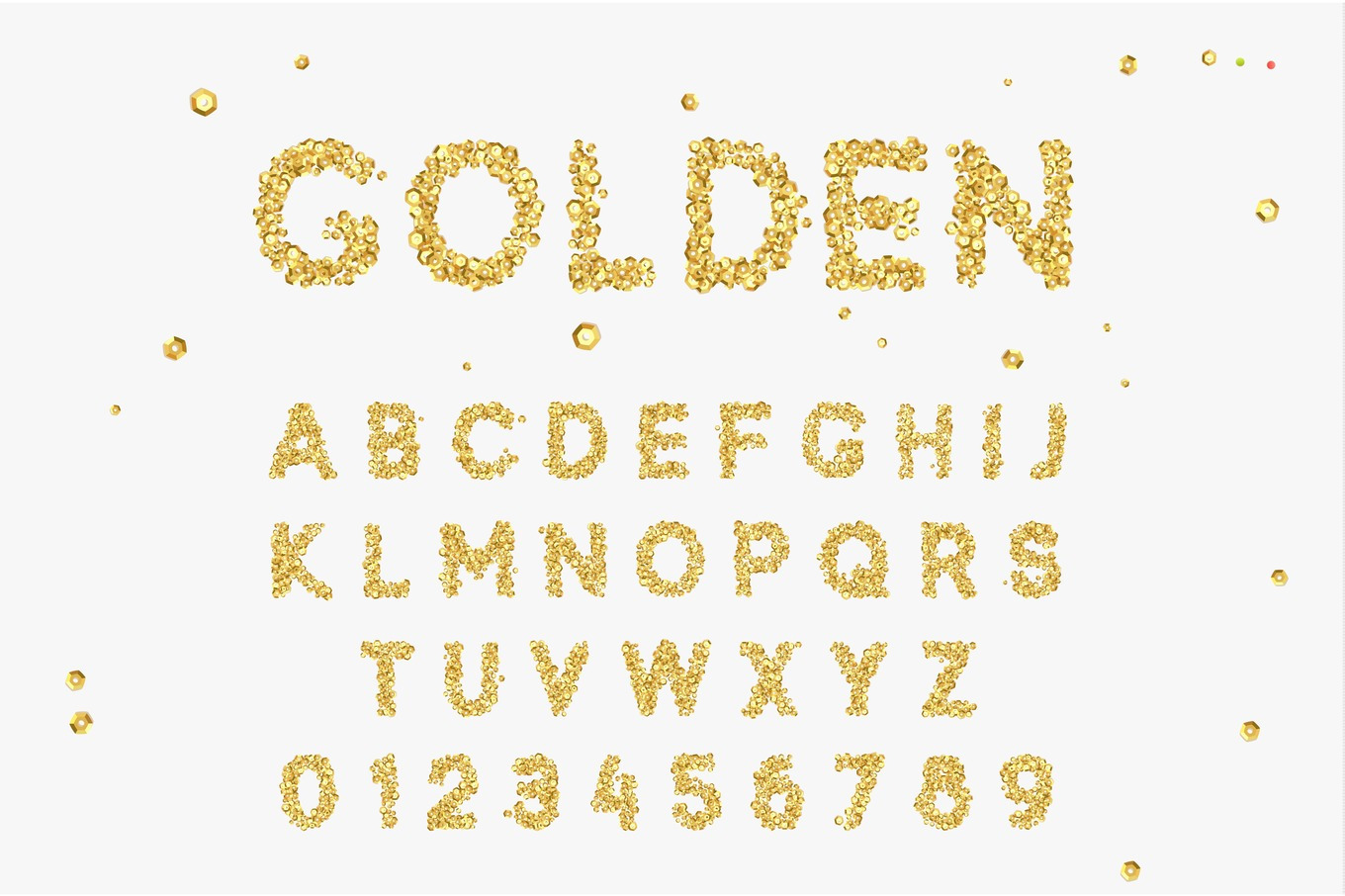 Gold Font set with letters from golden sequins, an Object Graphic by ...