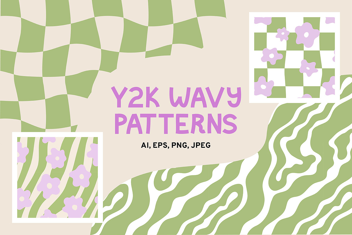 Y2K Wavy Patterns collection, a Pattern Graphic by Felizabeth Design