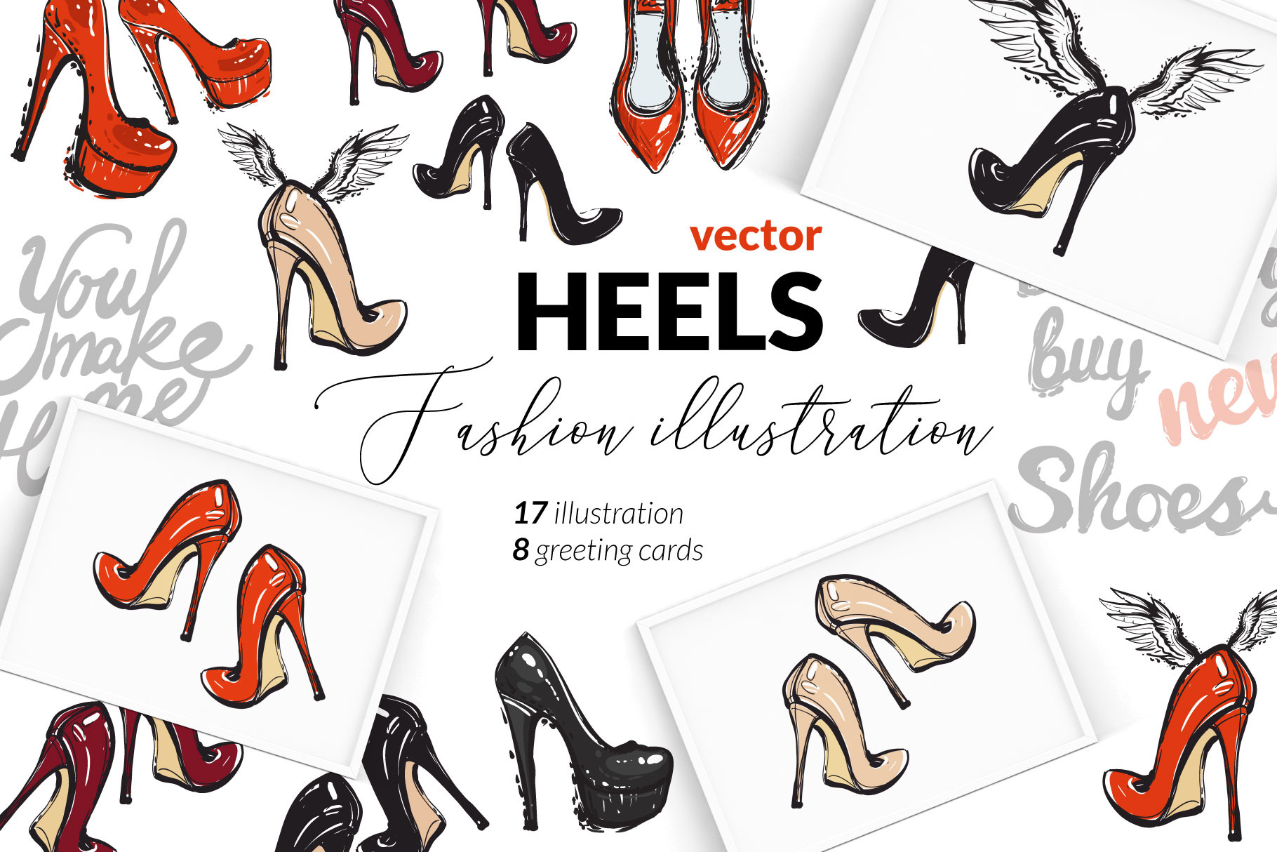 Heels shoes fashion illustrations, an Illustration by Sopelkin