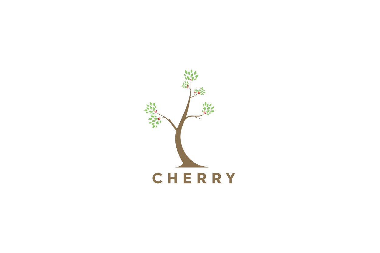 colorful cherry tree logo symbol