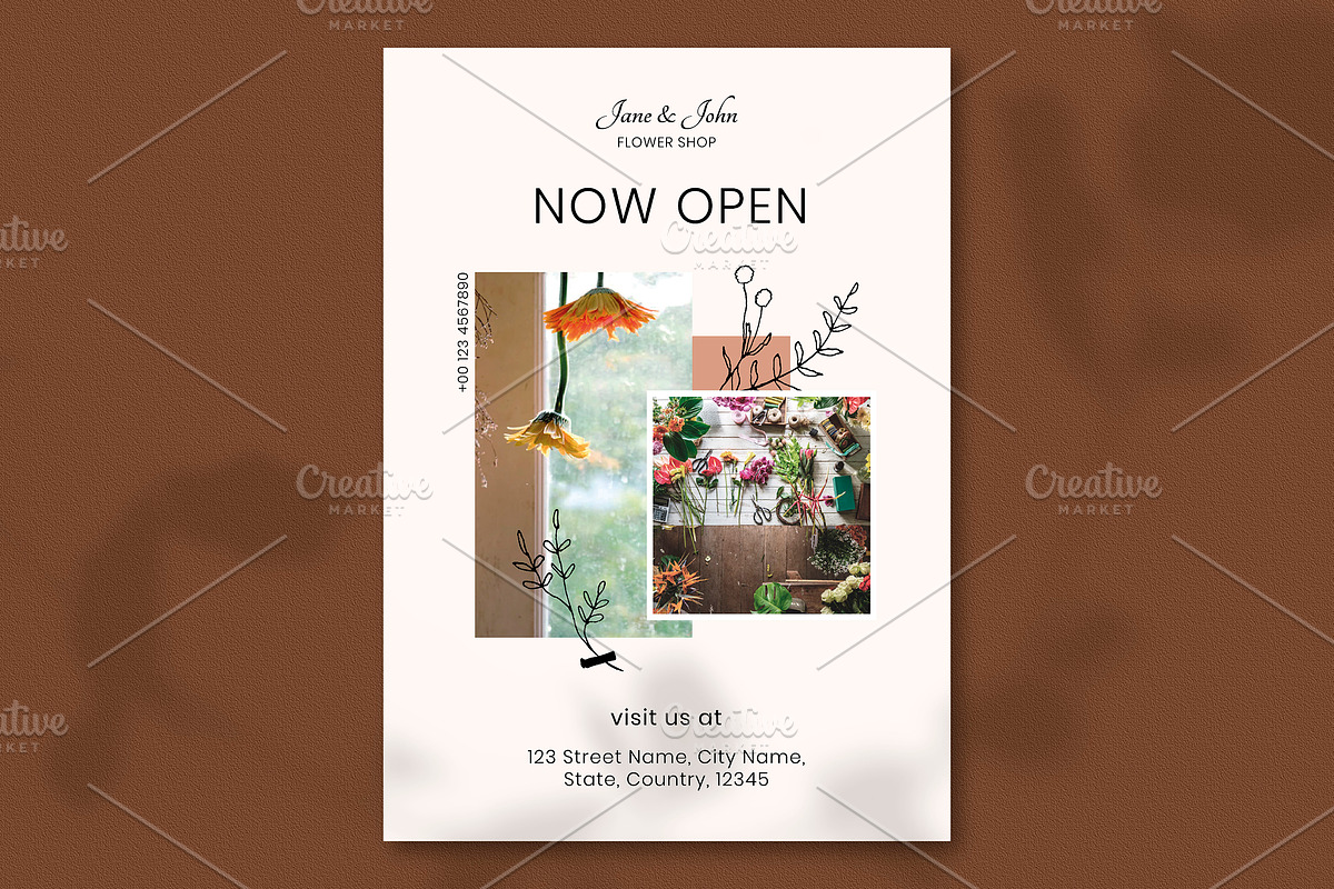 Flower shop poster template, a Card Template by rawpixel | Creative Market