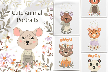 Cute Animal Heads Clip Art | Animal Illustrations ~ Creative Market