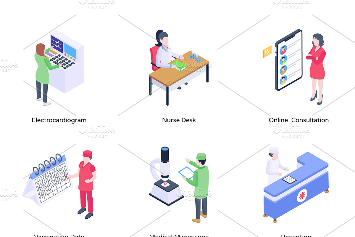 50 Isometric Nursing Vectors