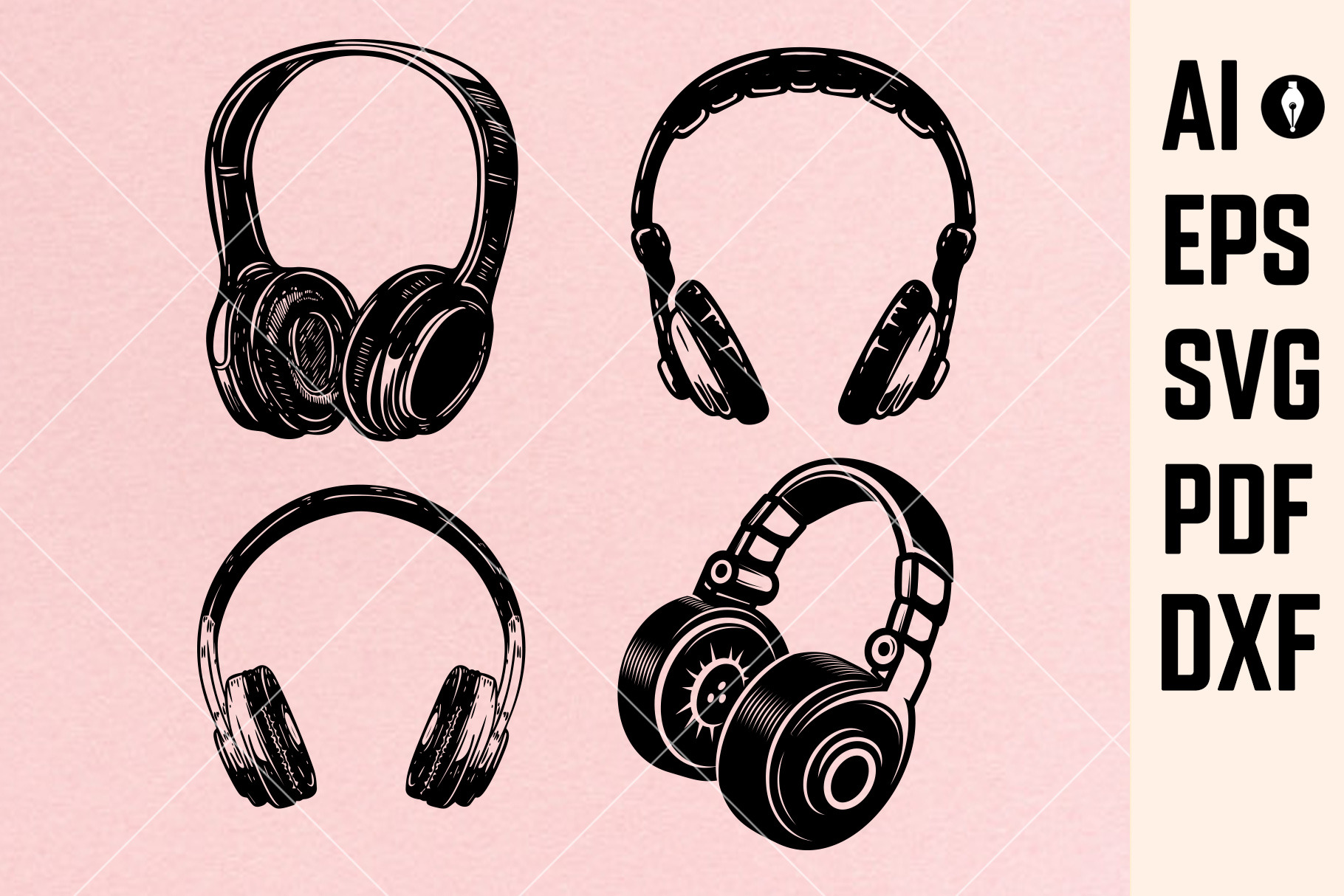 Headphones, Headphones shape Svg, Ai, an Illustration by Vectorhight