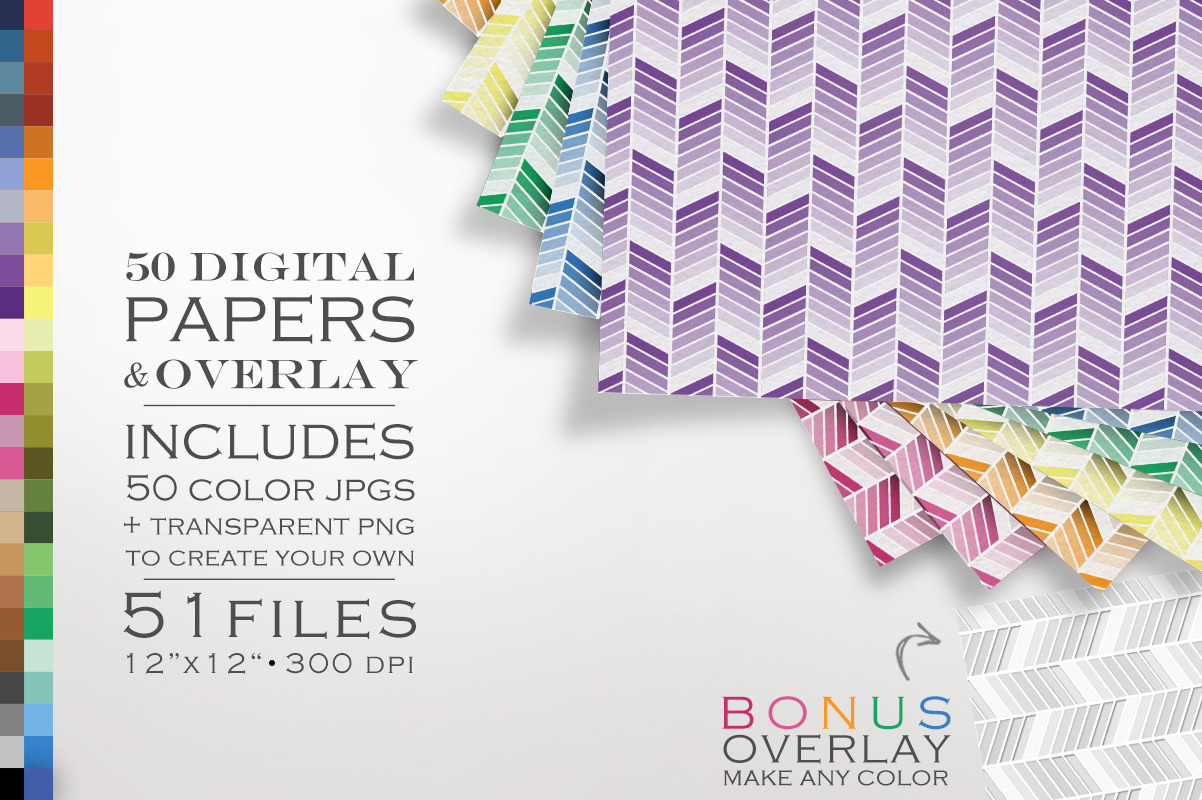 51 Piece Chevron Ombre Paper Pack, a Pattern Graphic by The Geekery Store