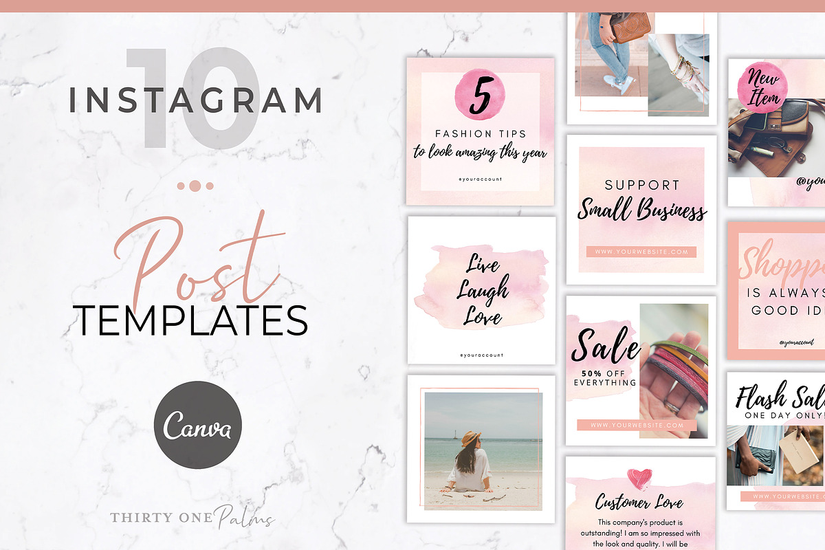 Instagram Posts | Canva | Watercolor, a Social Media Template by Thirty ...
