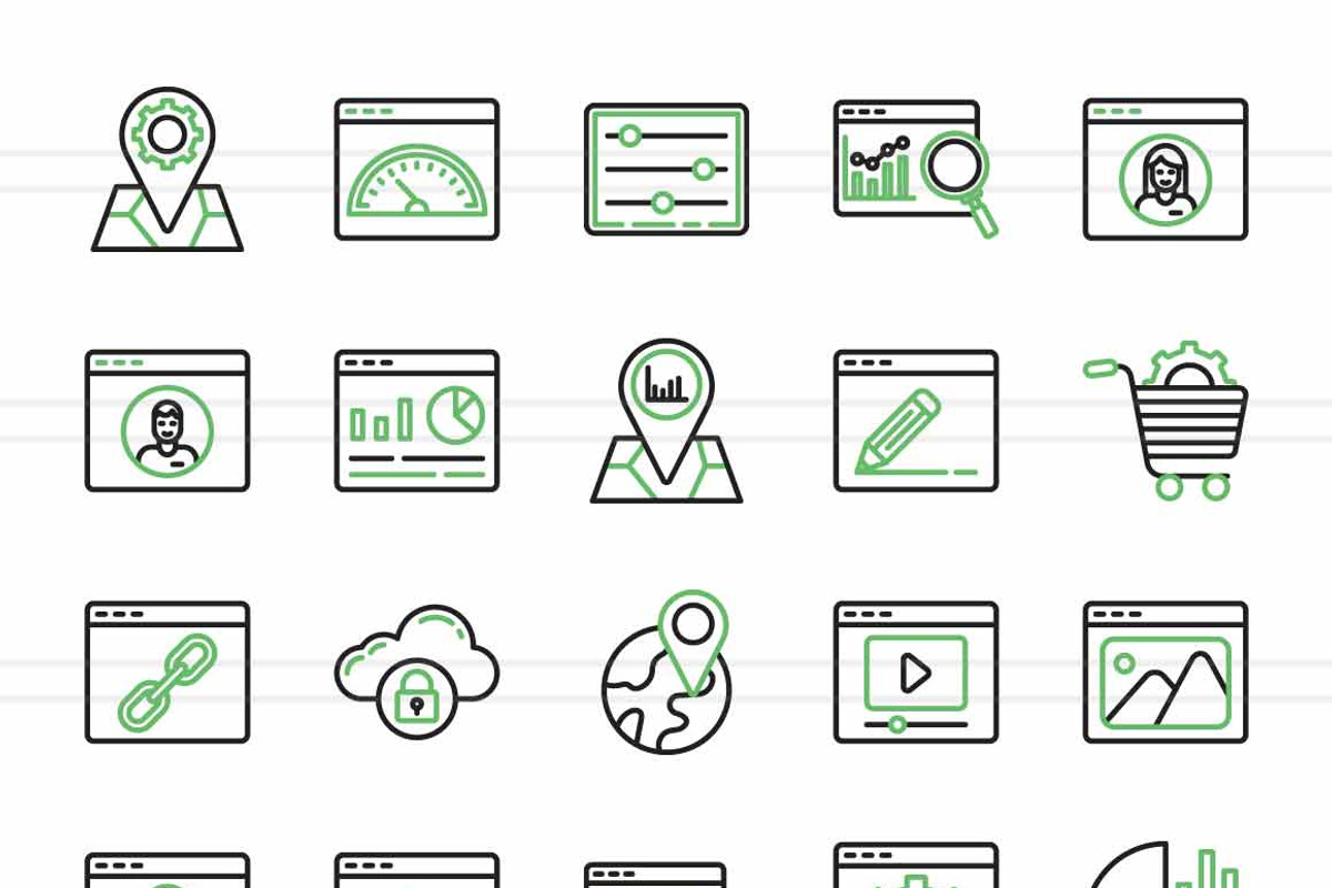 50 Web Green & Black Icons, an Icon by IconBunny