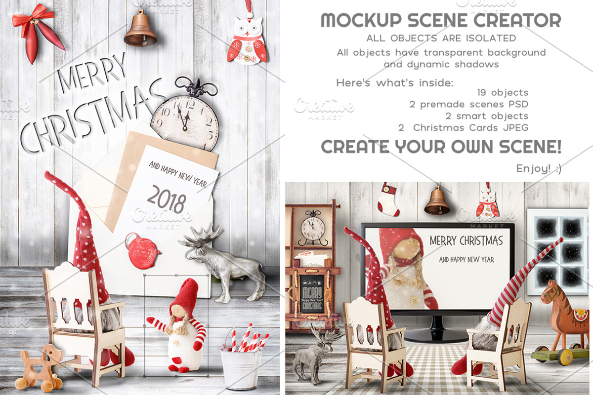 Christmas Mockup Scene Creator, a Household Mockup by ELFIVETROV DESIGN