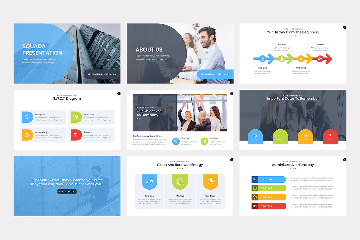 Squada PowerPoint Template, a Presentation Template by slidequest