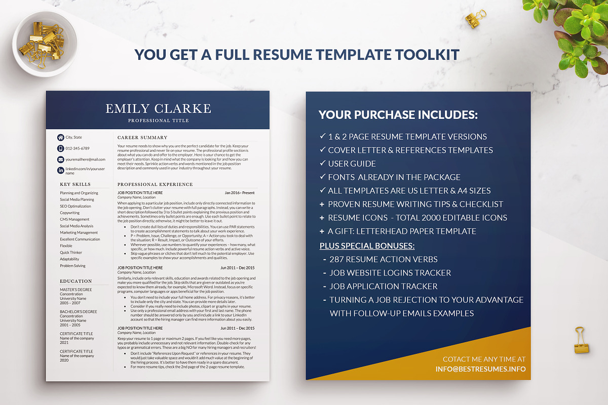 Modern Executive Resume CV Template, a Resume Template by BestResumes.Co