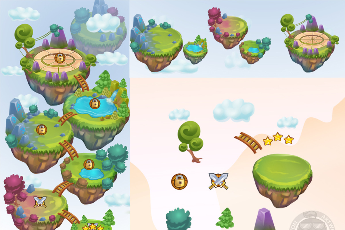 World Game Level Map Assets, an Illustration by DionArtworks | Creative ...