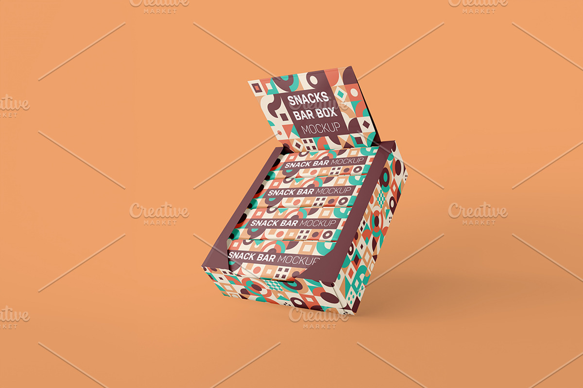 Snack Bars Box Mockup, a Packaging Mockup by Qaleb Studio