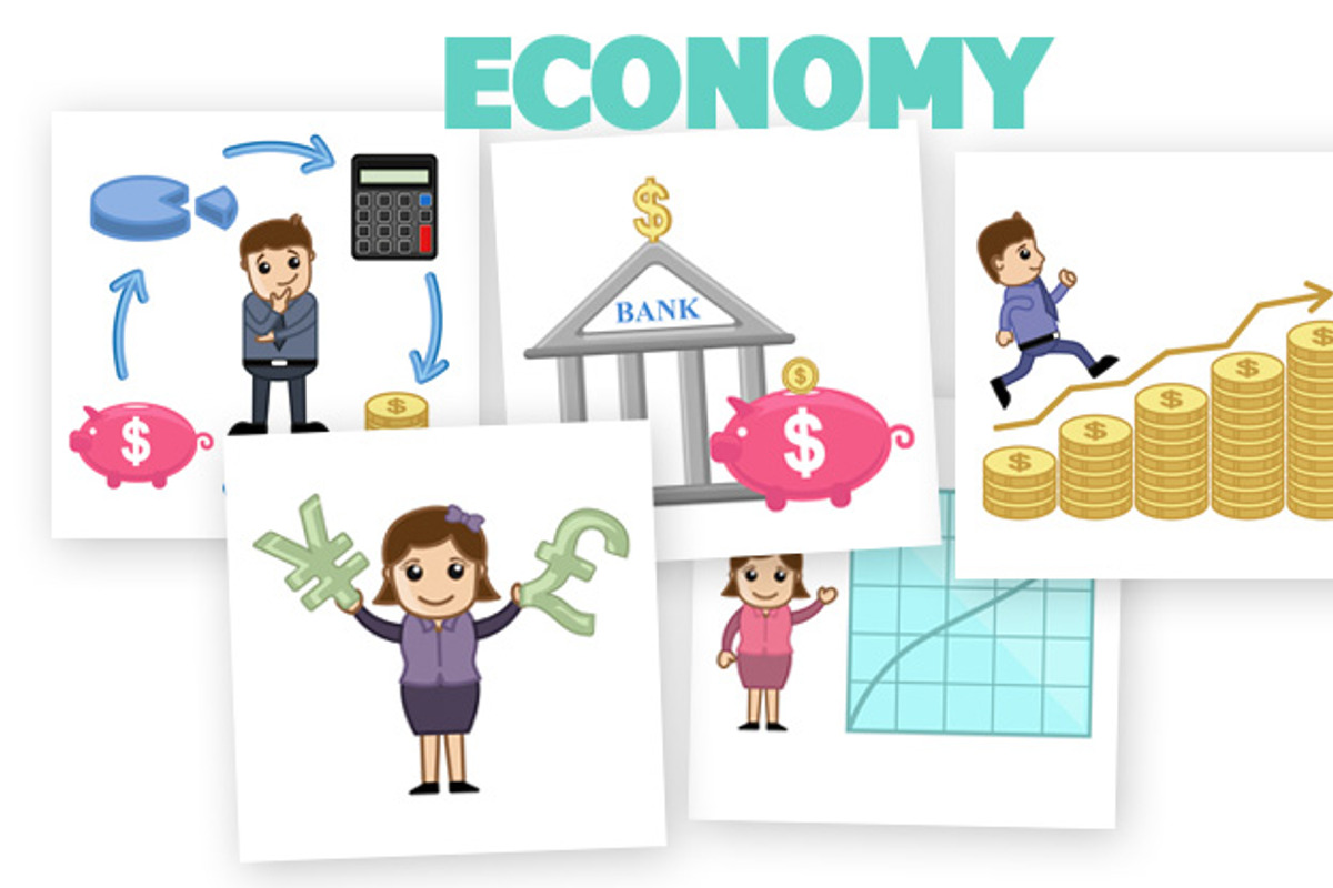 30+ Economy Concepts Cartoons, a Work Illustration by TrueMitra Designs