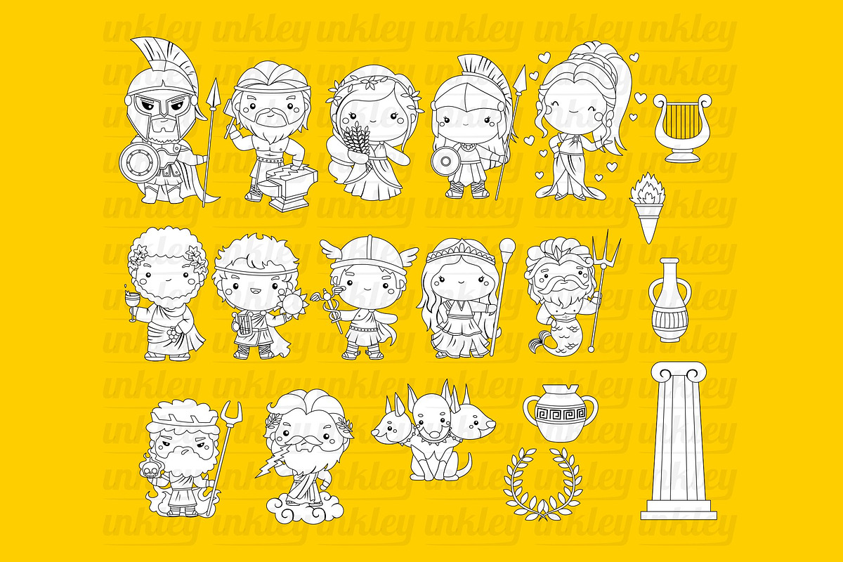 Black and White Greek Gods Clipart | Creative Market