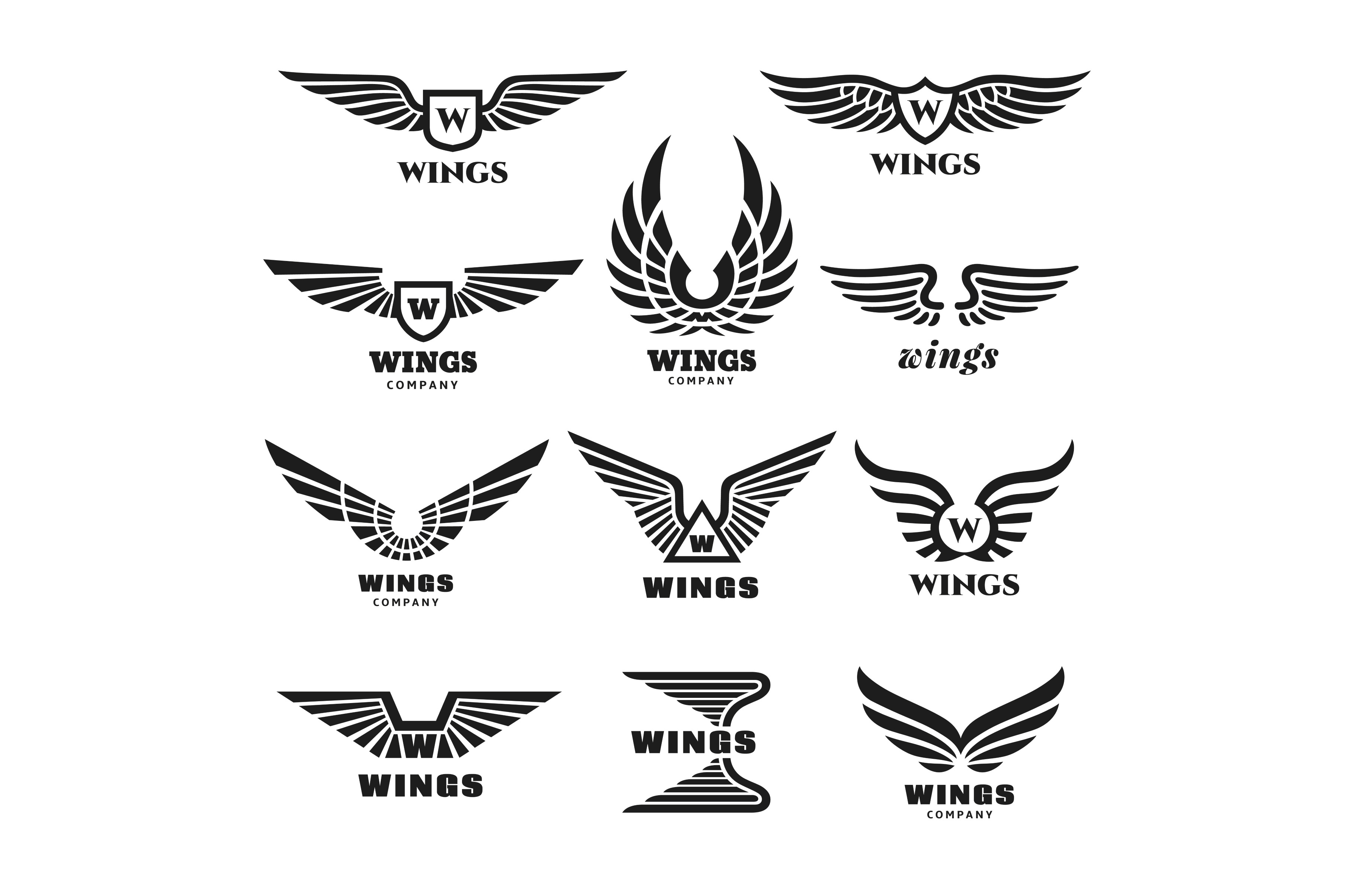 Wings logo set. Modern wing emblems, a Graphic by LadadikArt